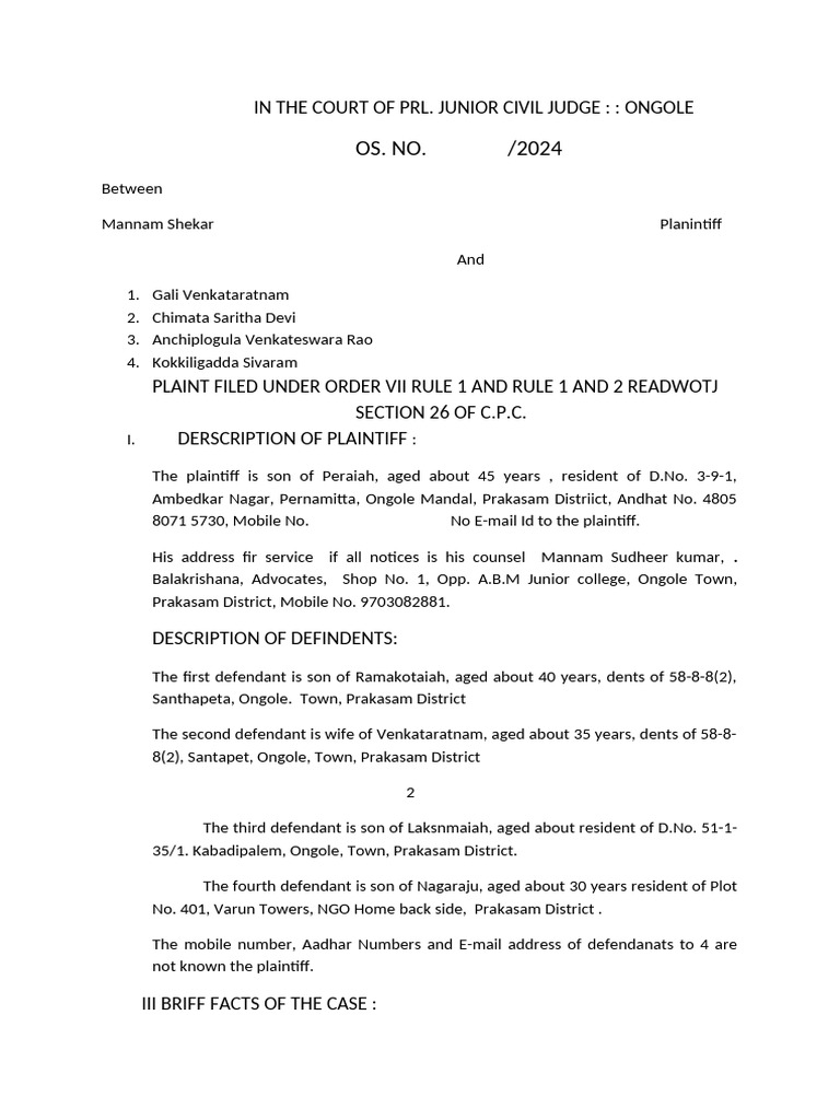 Injuction Suit Format New Red | PDF | Lawsuit | Public Law