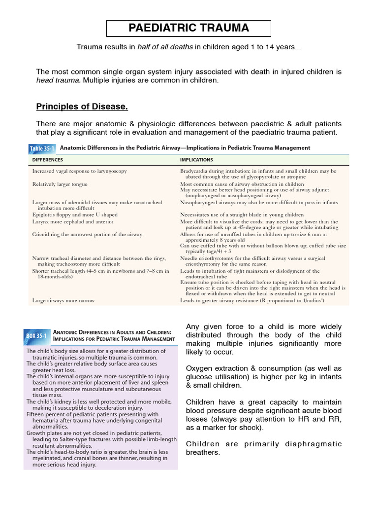 Paediatric Trauma | PDF | Major Trauma | Medicine