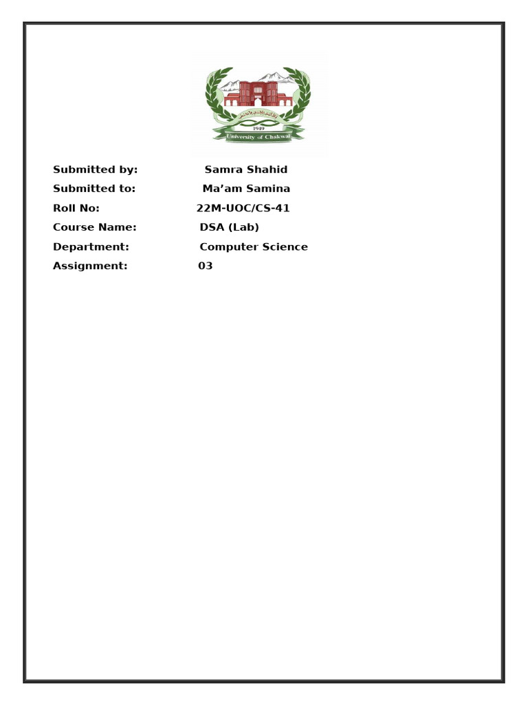 Dsa Lab Assignment (3) | PDF | Pointer (Computer Programming ... Dsa Lab Assignment (3) | PDF | Pointer (Computer Programming ...