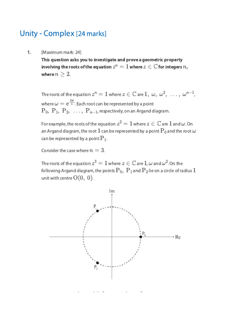 Unity - Complex | PDF | Elementary Mathematics | Algebra
