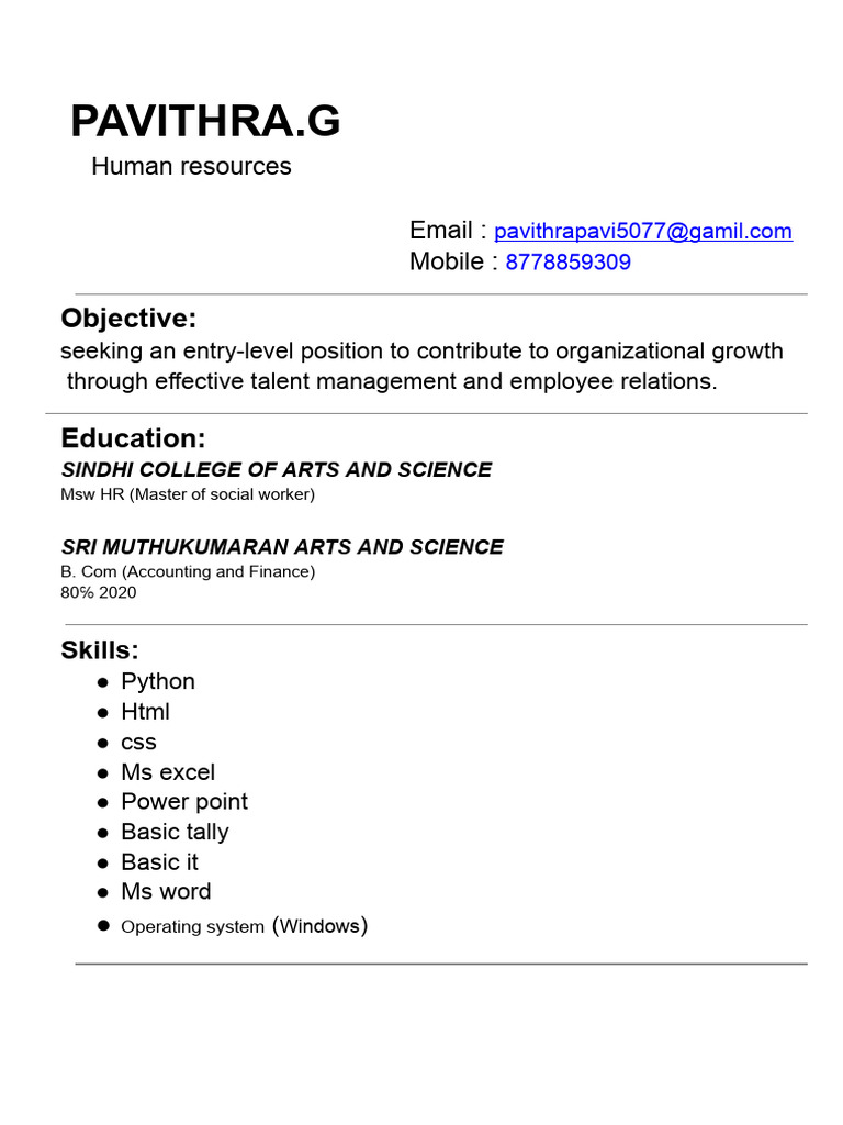 Pavithra - 055100 | PDF | Career & Growth | Finance & Money Management