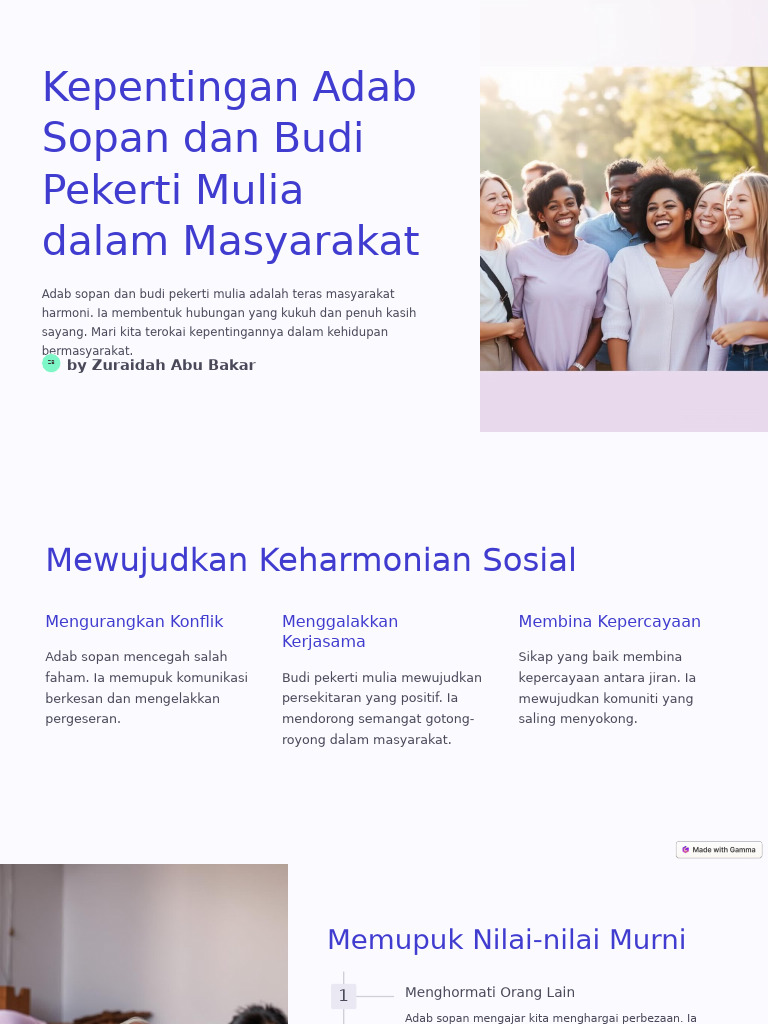 Kepentingan Adab Sopan Dan Budi Pekerti Mulia Dalam Masyarakat | PDF