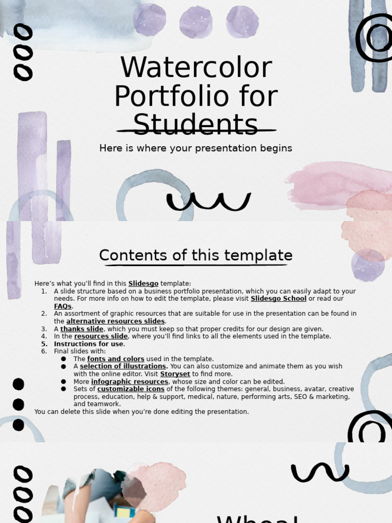 Watercolor Portfolio For Students XL by Slidesgo | PDF | Planets ...