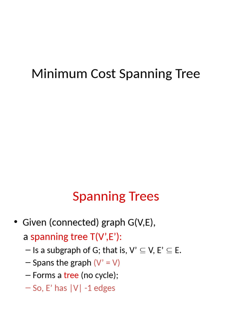 Minimum Cost Spanning Tree | PDF | Computational Complexity Theory ... Minimum Cost Spanning Tree | PDF | Computational Complexity Theory ...
