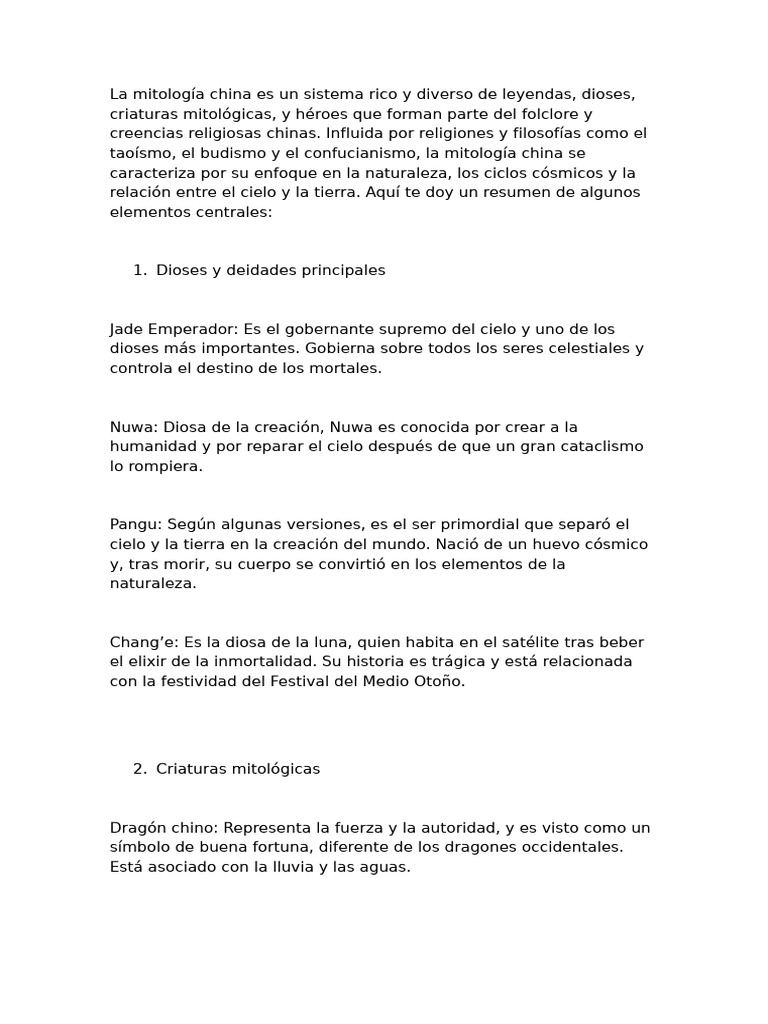 Mitología China | PDF | Creencia religiosa y doctrina | Mitología