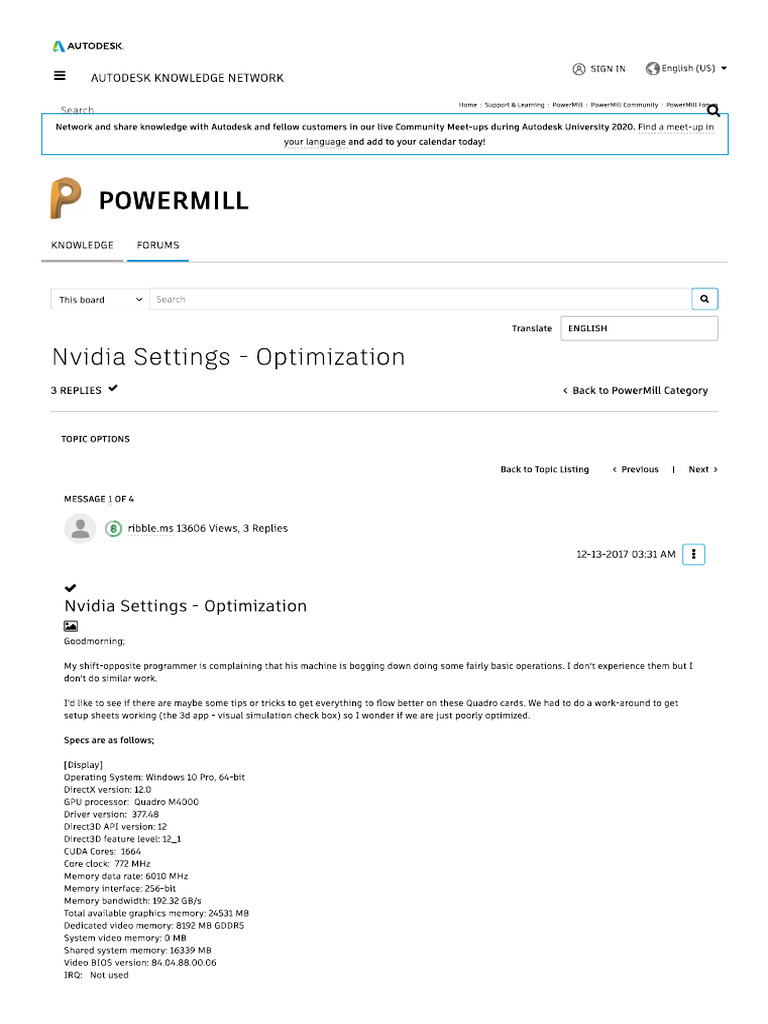 Solved - Nvidia Settings - Optimization - Autodesk Community - PowerMill | PDF