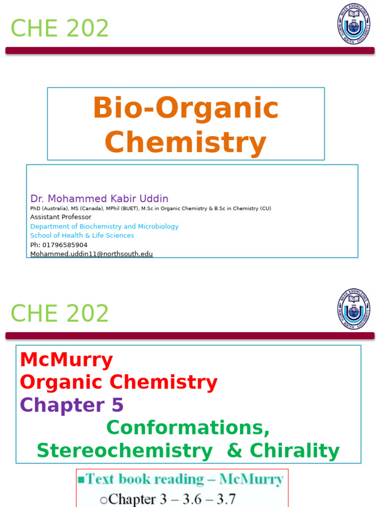 Lecture 6-8 CHE202 Conformers, Stereochemistry & Chirality | PDF | Chirality (Chemistry) | Isomer