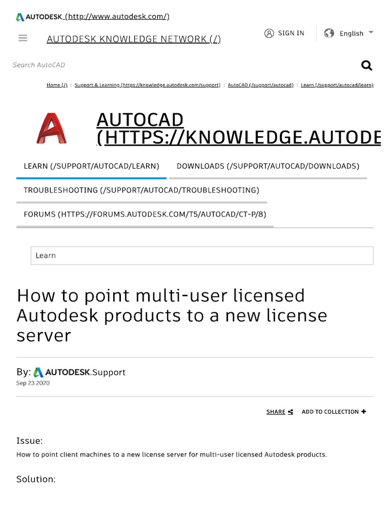 How To Point Multi-User Licensed Autode.. | PDF