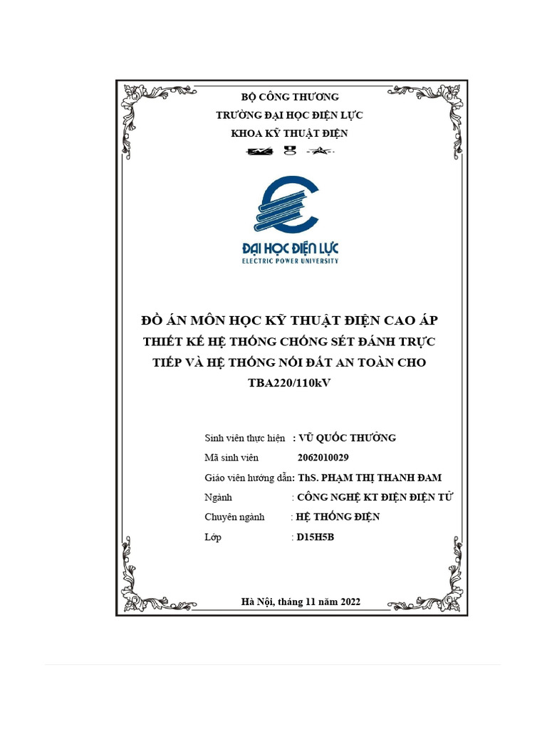 Do An Mon Ky Thuat Dien Cao AP Truong Dai Hoc Dien Luc 79793 | PDF