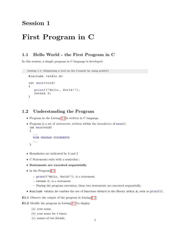 01 Session Printf | PDF | String (Computer Science) | C (Programming Language)