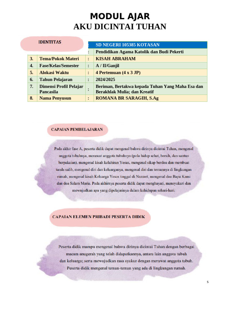 MODUL AJAR Kelas 1 | PDF