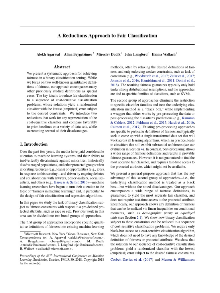Fair Classification via Reductions Approach | PDF | Statistical ...