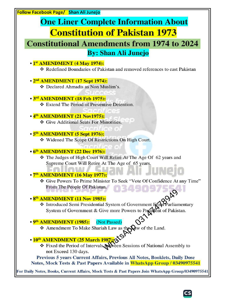 All 26th Constitutional Amendments in Constitution of Pakistan 1973 by Shan Ali Junejo ...