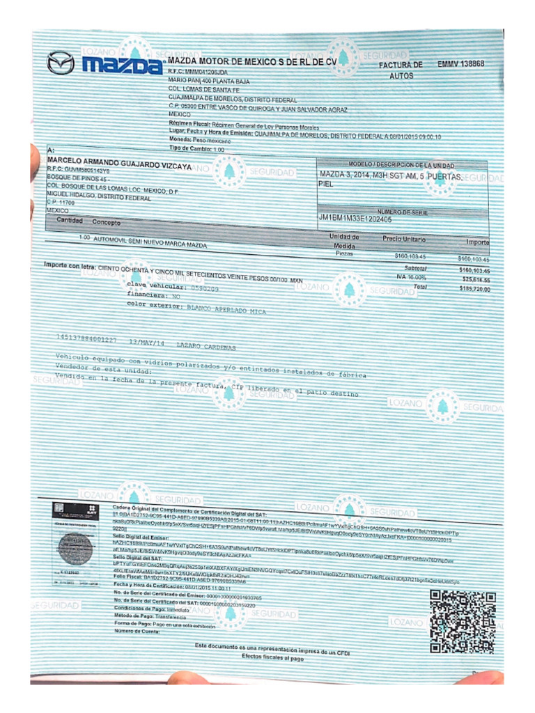 Factura Mazda | PDF