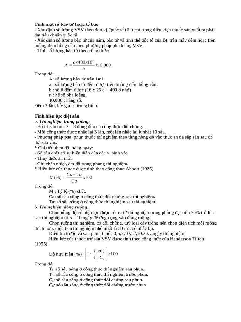 Cong Thuc Dem VSV | PDF
