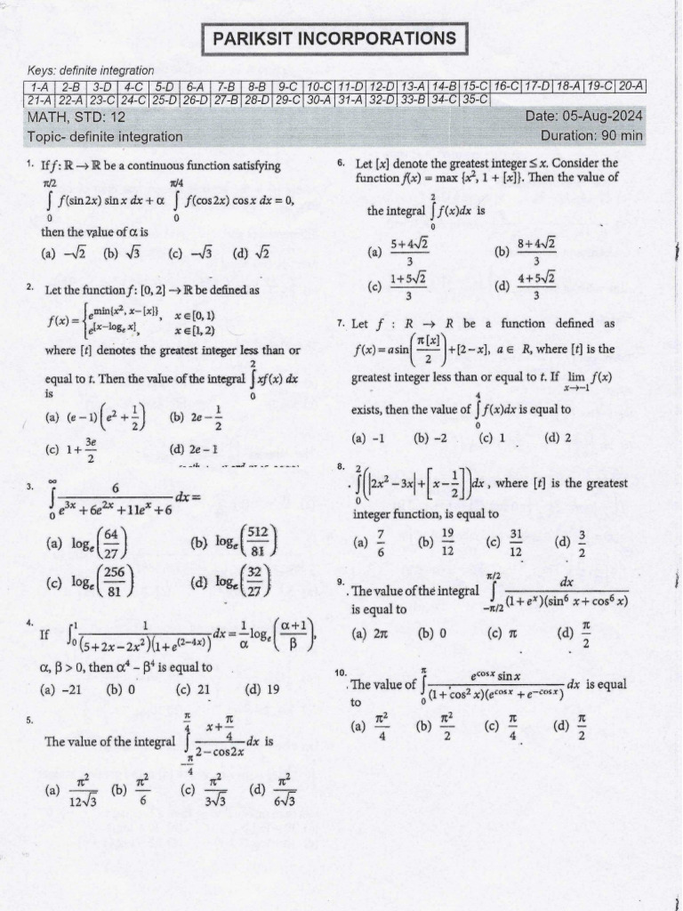 Integration DPP 1 | PDF