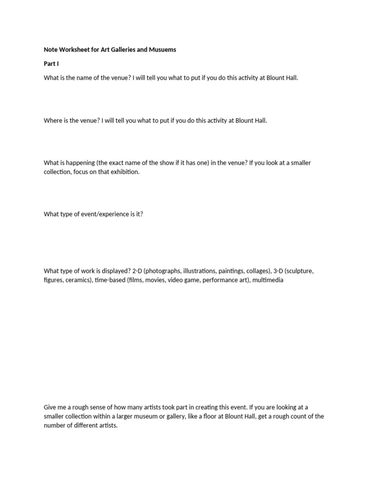 Cultural Ex Art Gallery Notes | PDF