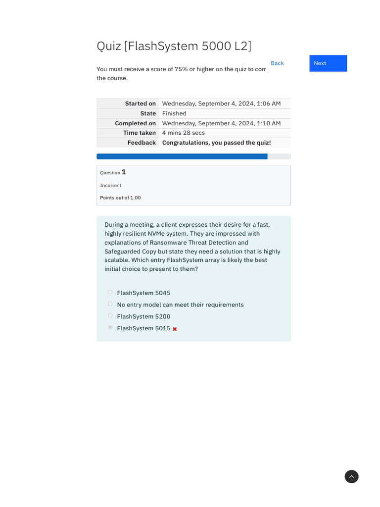 Quiz (FlashSystem 5000 L2) - Attempt Review | PDF | Solid State Drive | Computer Data Storage