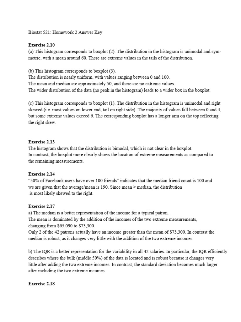 BIOS 521 HW2 Solutions | PDF | Statistics | Descriptive Statistics