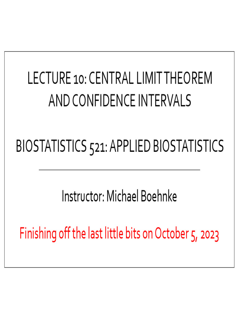 Biostatistics 521 Lectures 11 12 Introduction To Hypothesis Testing ...
