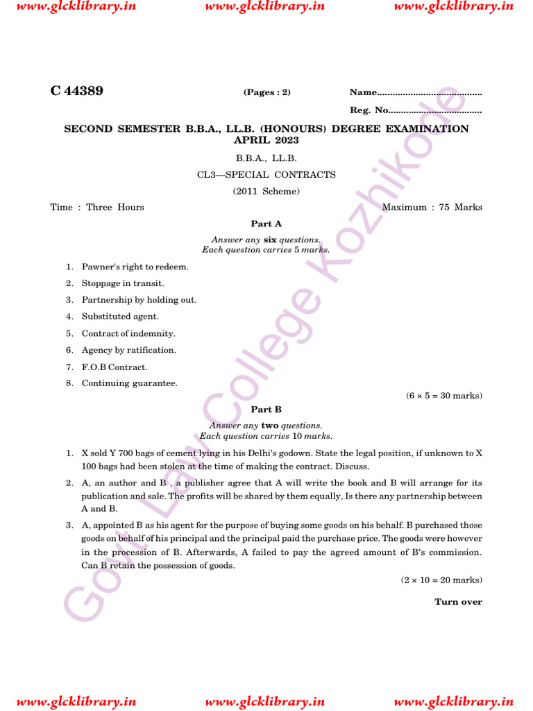 CL 3 Special Contracts | PDF | Business | Legal Concepts