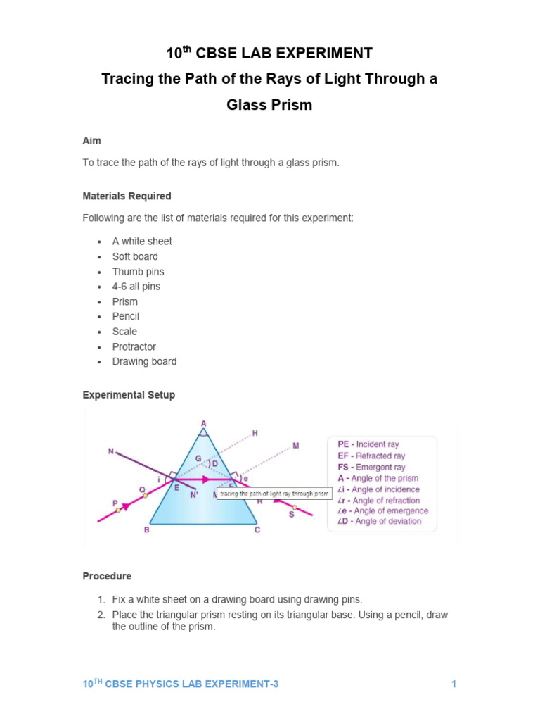 Tracing Light Rays in Glass Prism | PDF | Refraction | Electrodynamics