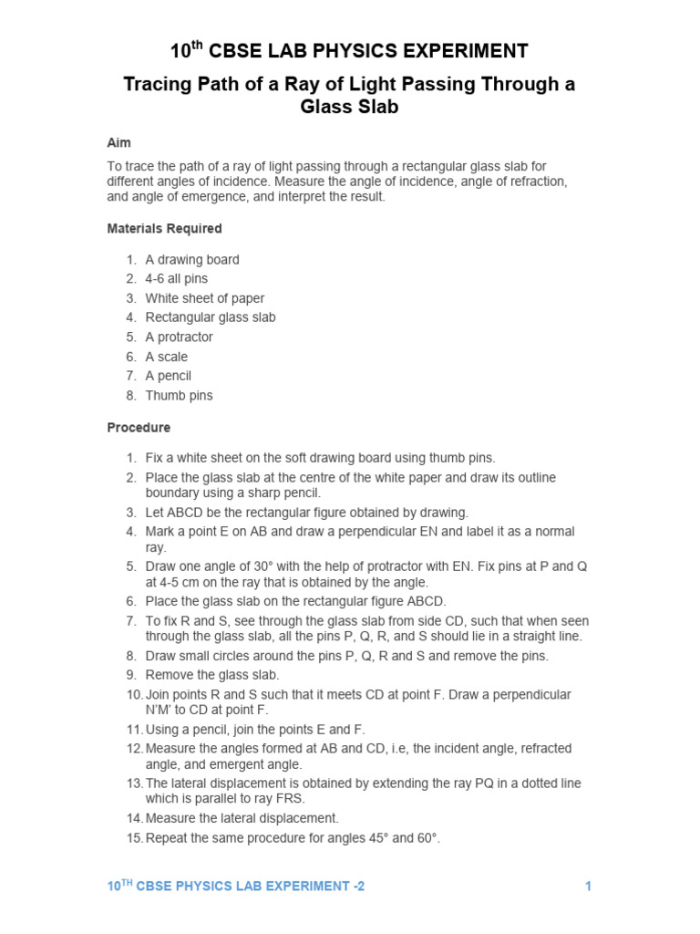 Physics Experiment-2 | PDF | Refraction | Angle