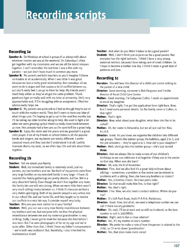 Recording Scripts Unit 1 | PDF