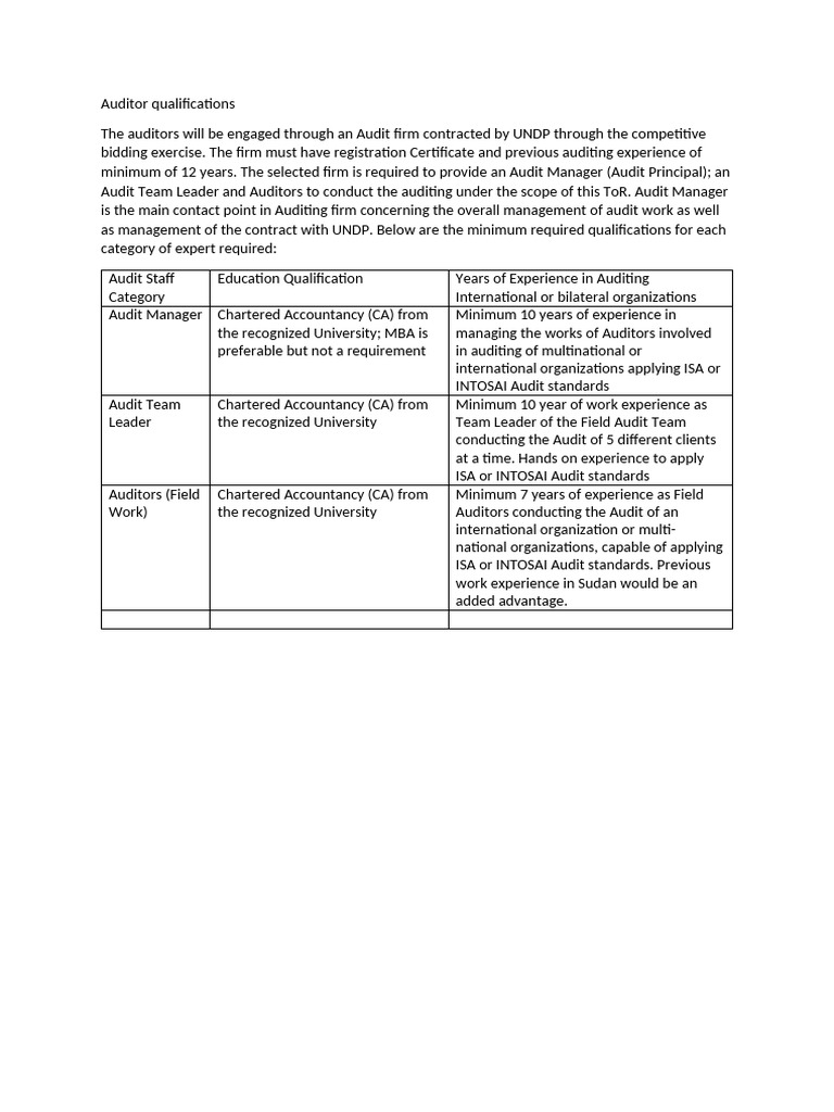 Auditor Qualifications Guide | PDF