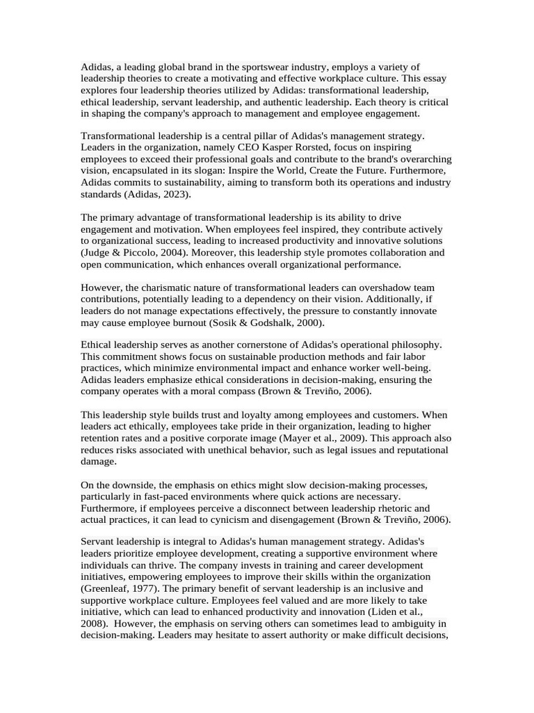 Adidas and Asics | PDF | Leadership | Transformational Leadership