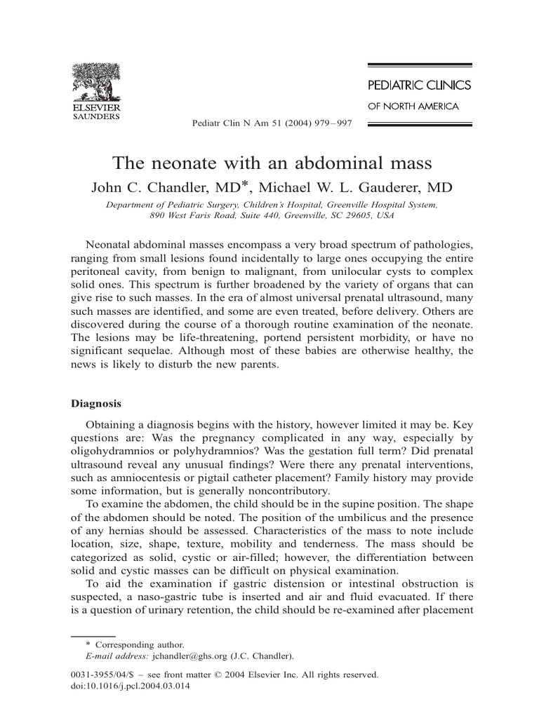Neonate With Abdominal Mass | PDF | Diseases And Disorders | Medical ...
