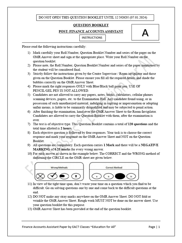 JKSSB FAA Paper by EACT Classes | PDF | Banks | Debits And Credits
