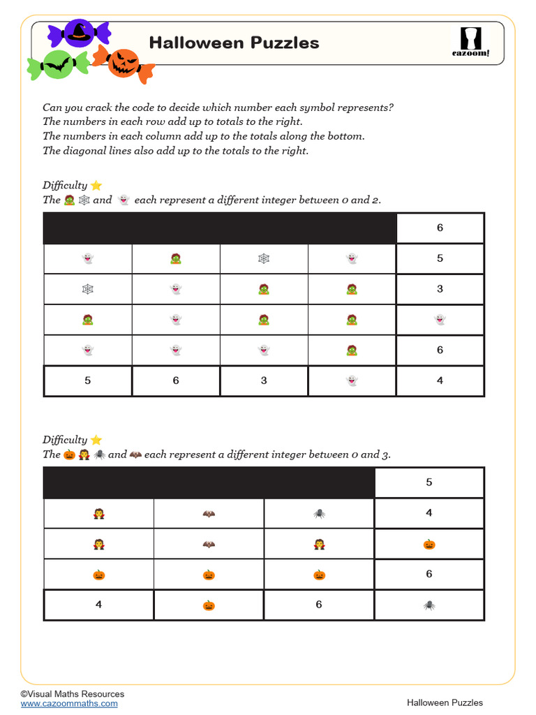 Cazoom Maths. Halloween. Halloween Puzzles | PDF | Mathematics