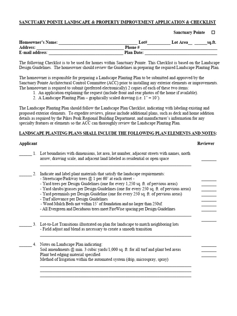 Sanctuary Pointe Guideline Checklist | PDF | Mulch | Botany