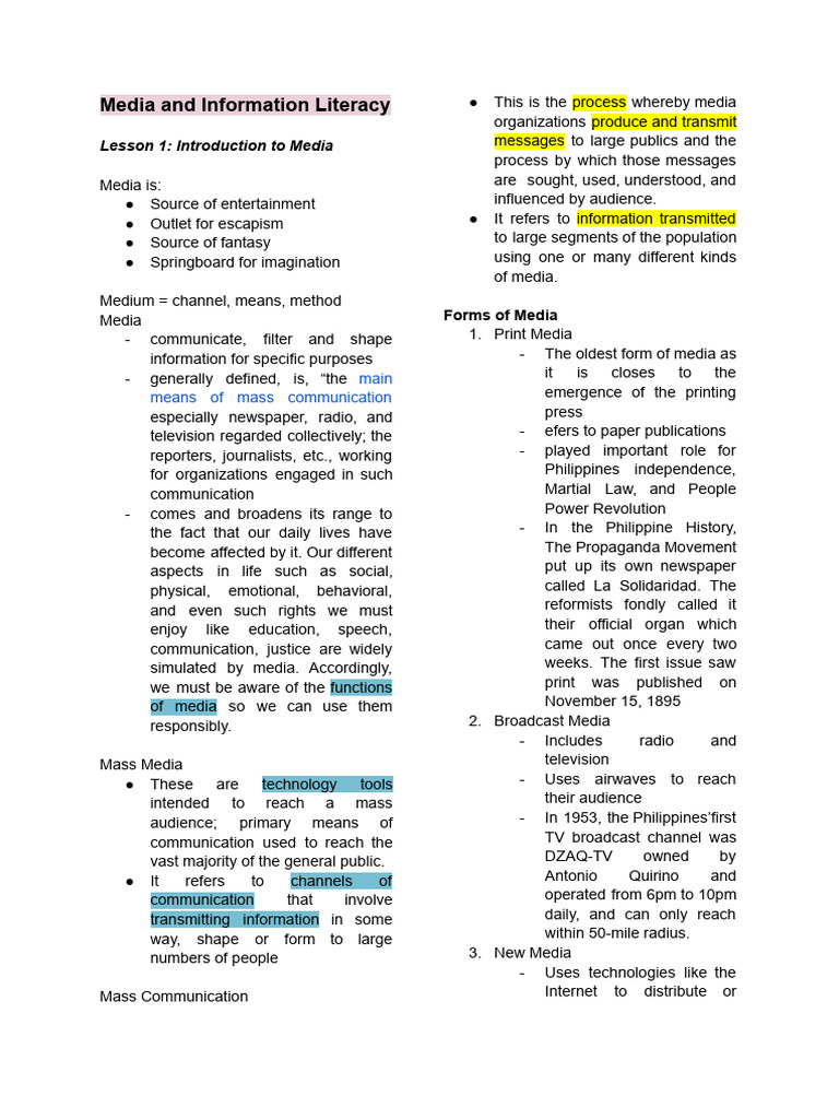 Media Information Literacy | PDF | Mass Media | Typefaces