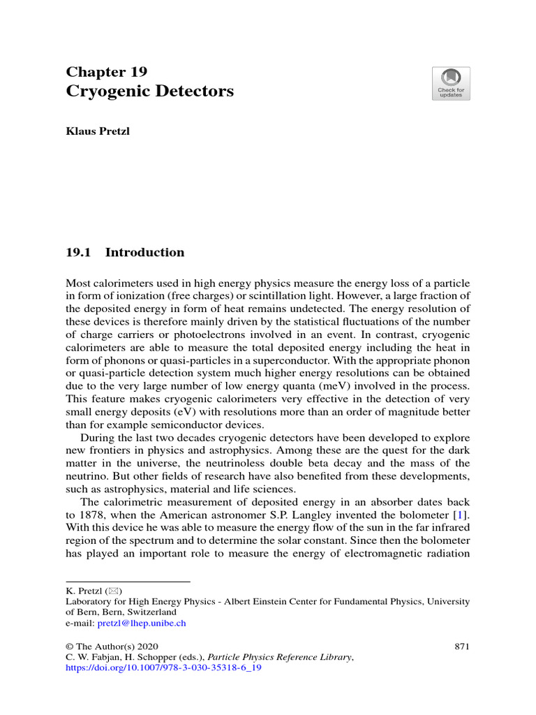 Cryogenic Detectors | PDF | Superconductivity | Doping (Semiconductor)