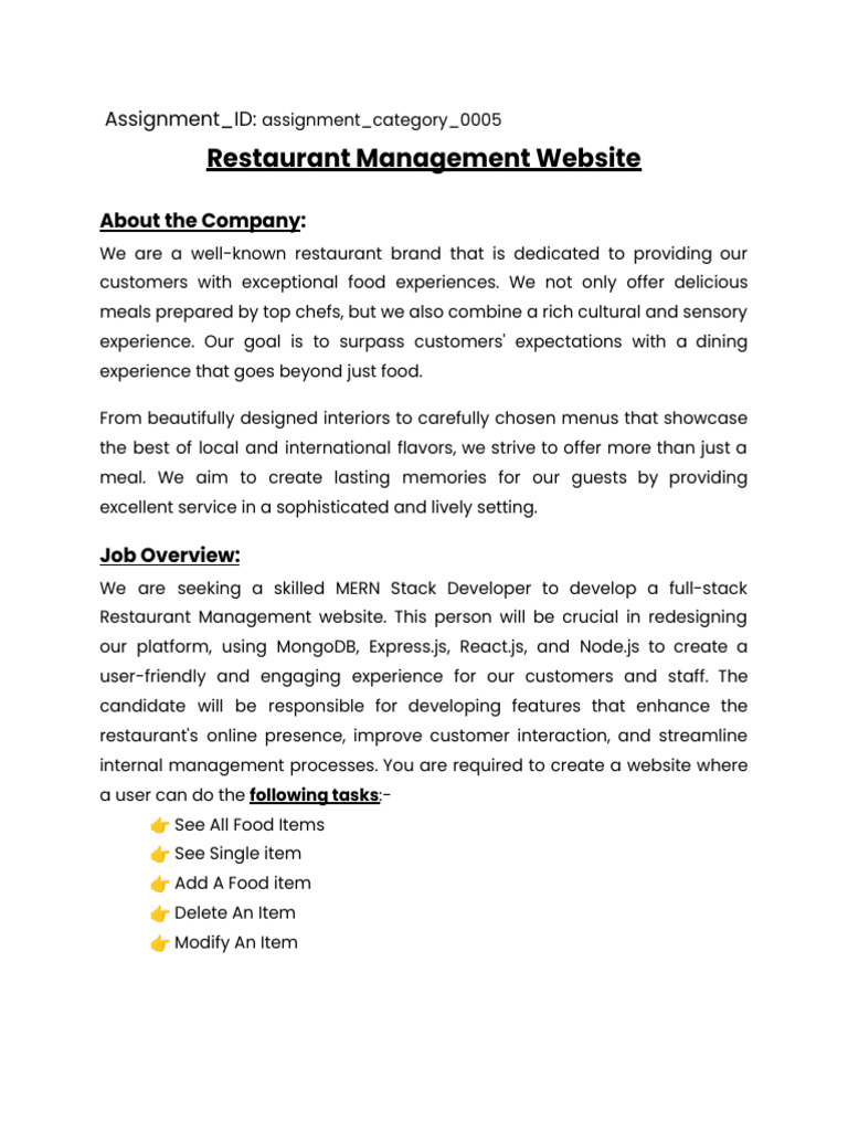 Assignment Category 0005 | PDF | Login | Restaurants