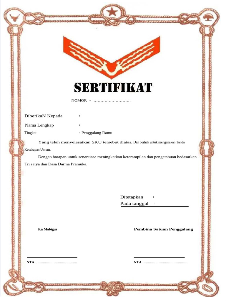 PDF Sertifikat Sku Penggalang Ramu Rakit Terap Siap Print - Compress | PDF