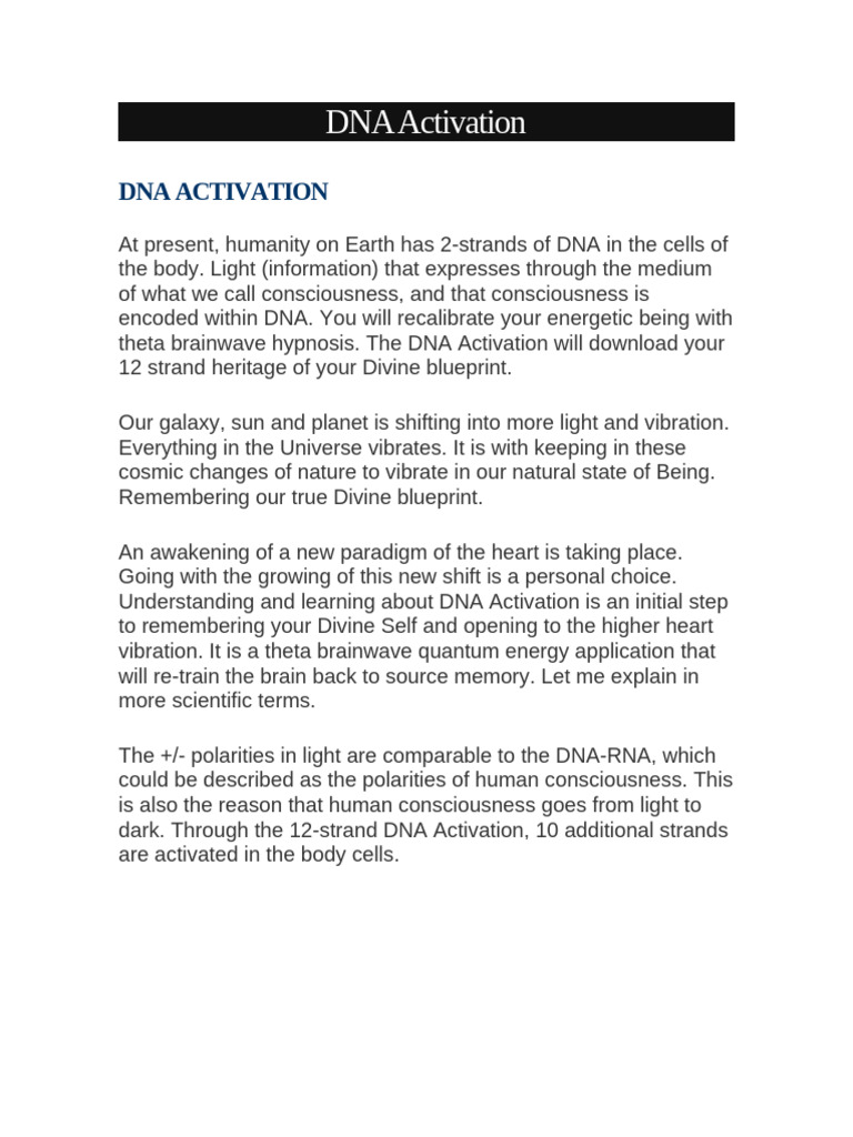 Dna Activation Pdf Consciousness Dna