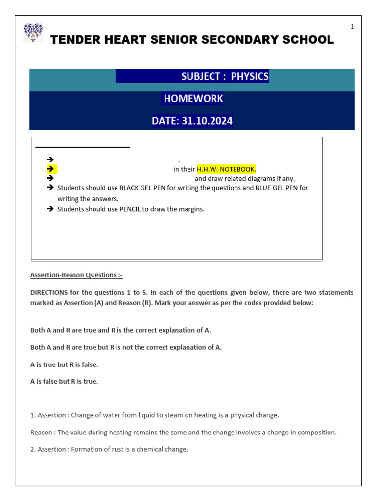 Class 9 Physics HHW | PDF | Flowers | Reproduction