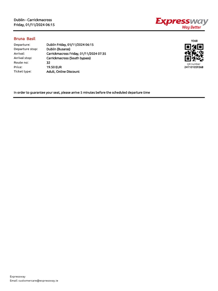 Dublin to Carrickmacross Bus Ticket | PDF