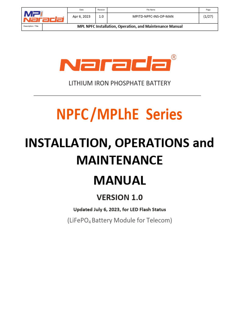 Narada NPFC Li Ion Operation Manual English August 9 - 2023 | PDF ...