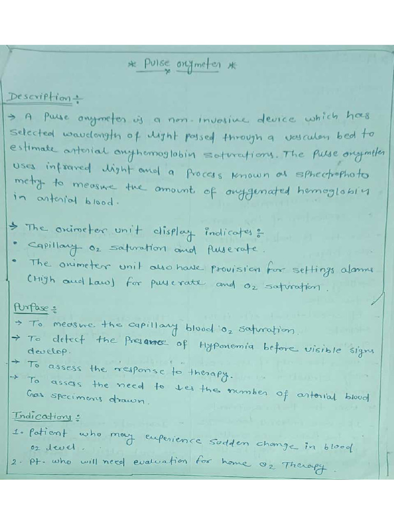 Pulse Oximeter Procedure | PDF