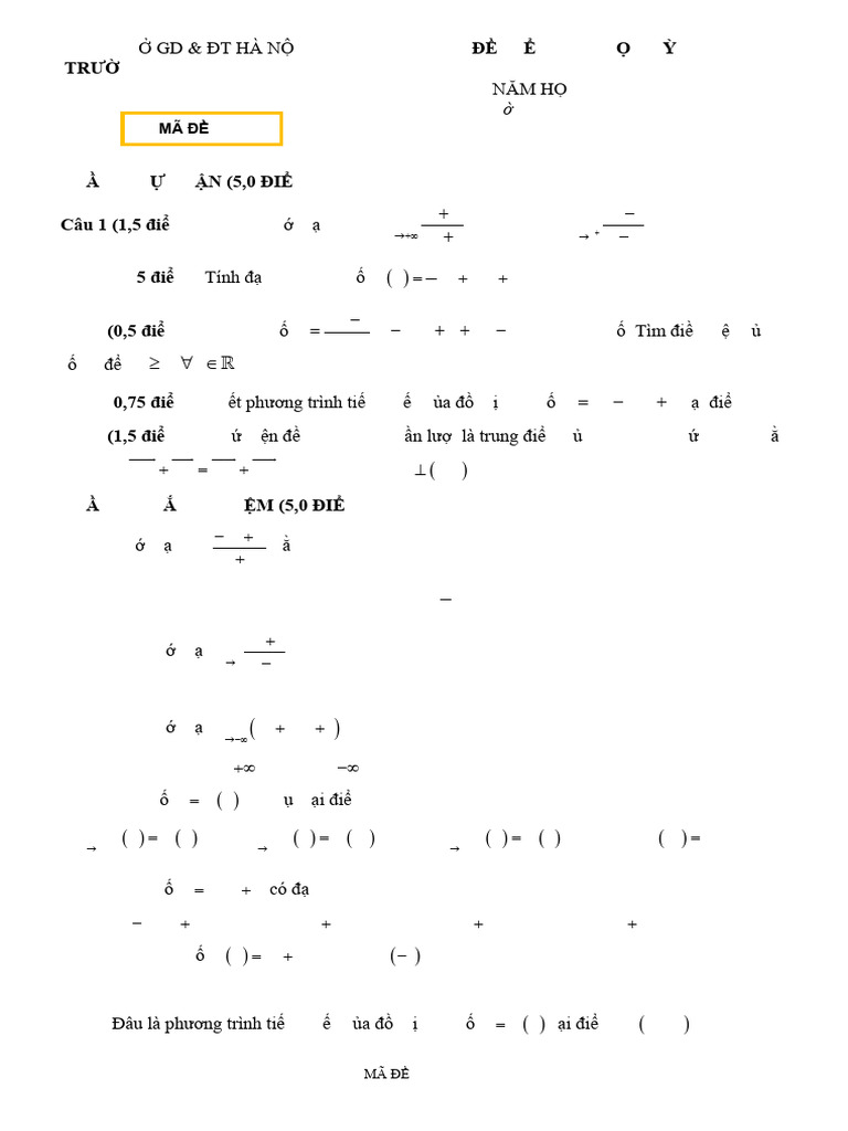 De Thi Hoc Ky 2 Toan 11 Nam 2017 2018 Truong Ly Thanh Tong Ha Noi | PDF