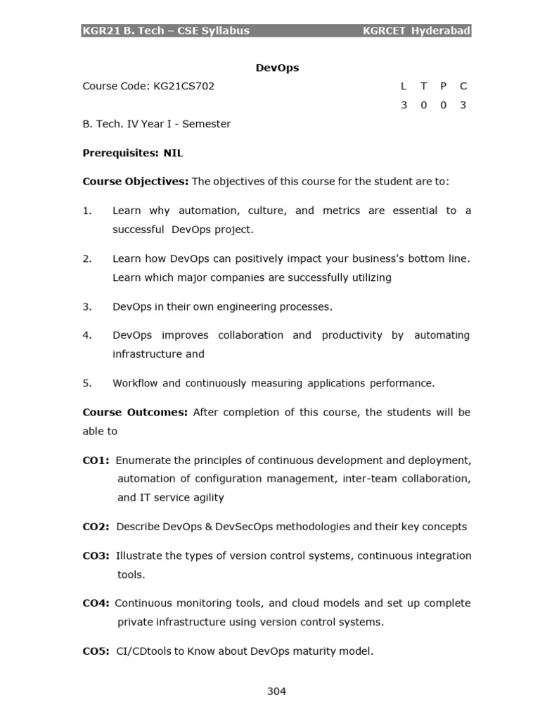 KGR21 B. Tech Devops Syllabus-1 | PDF | Systems Thinking | Computing