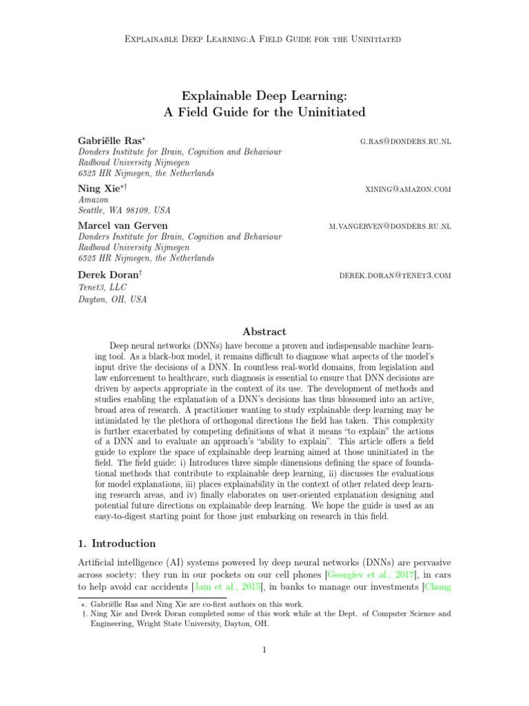 Explainable Deep Learning A Field Guide For The Uninitiated | PDF | Deep Learning | Cognition