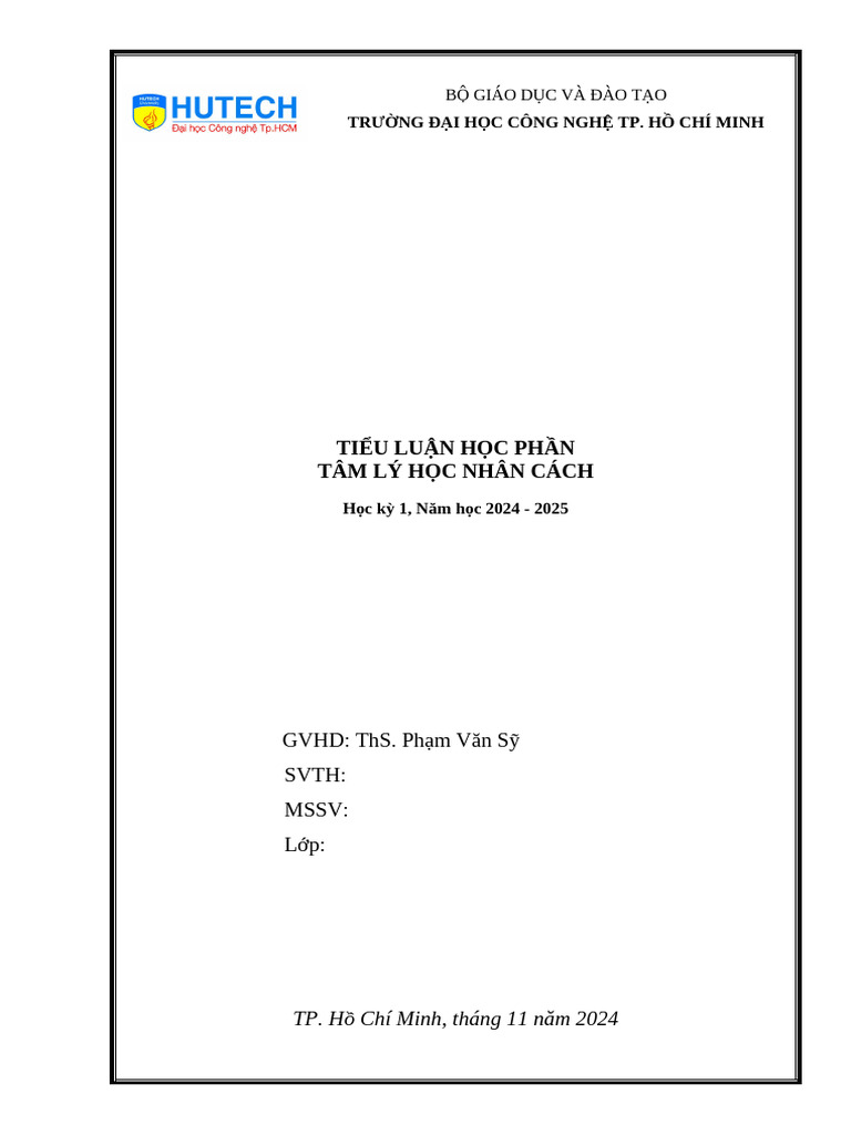 Mẫu trang bìa TLH NC - K23 | PDF