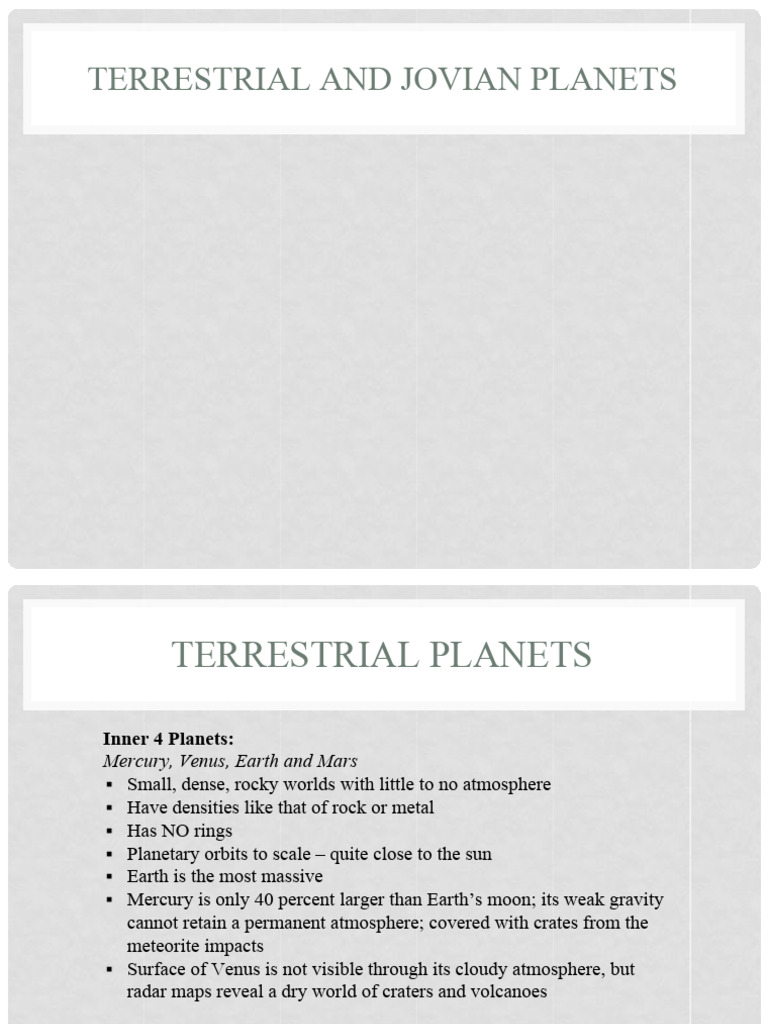 Terrestrial and Jovian Planets | PDF | Travel | Science & Mathematics