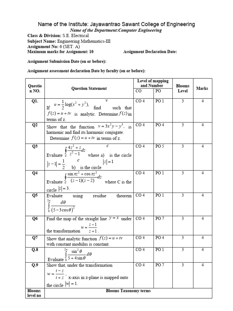Assignment 6 | PDF | Mathematics | Complex Analysis
