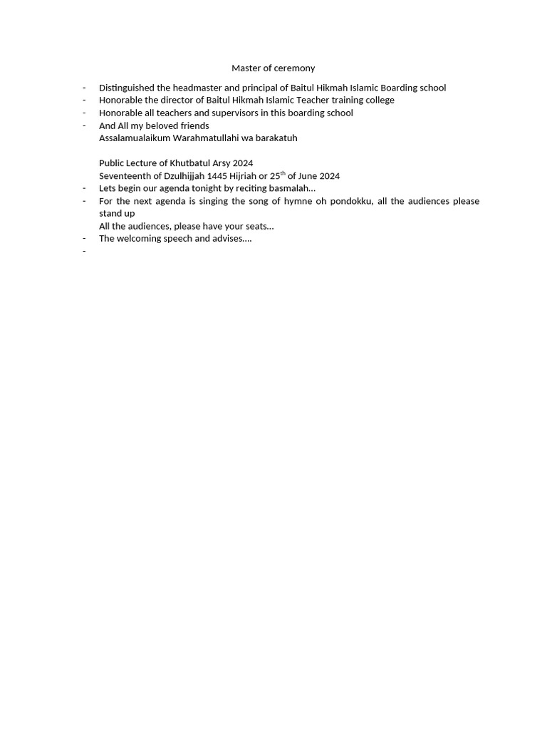 Master of Ceremony | PDF